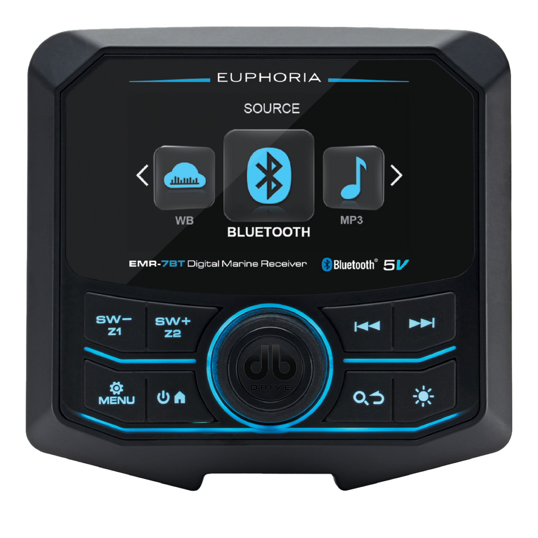 EMR-7BT : Full Color LCD Digital Marine Receiver / 5 Volts / Bluetooth ...