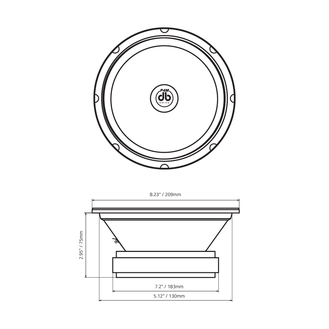 P4M 8SB : 8" PRO Audio Sealed Back Midrange – DB Drive