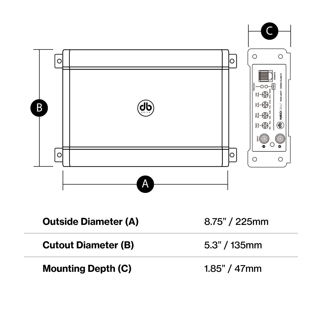 NEO1.5KV2 : NEO Mono Class D Mini Amplifier – DB Drive