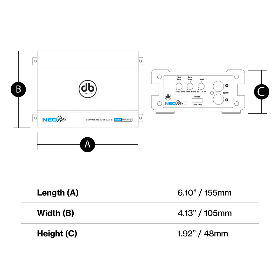 NEO-M4 : Marine NEO 4-Channel Class D Mini Amplifier – DB Drive