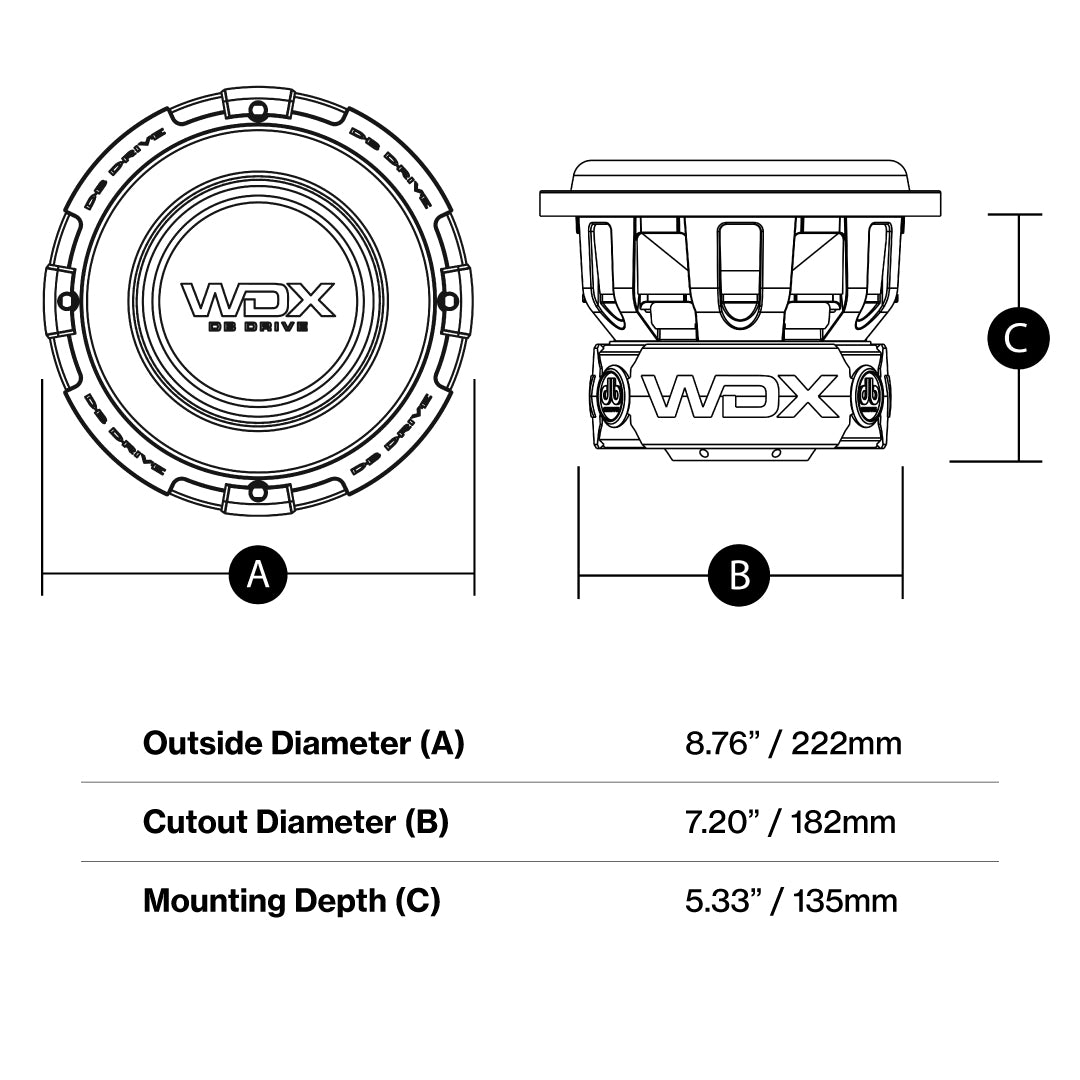 WDX8G1.4 : 8" Dual 4-Ohm Subwoofer – DB Drive
