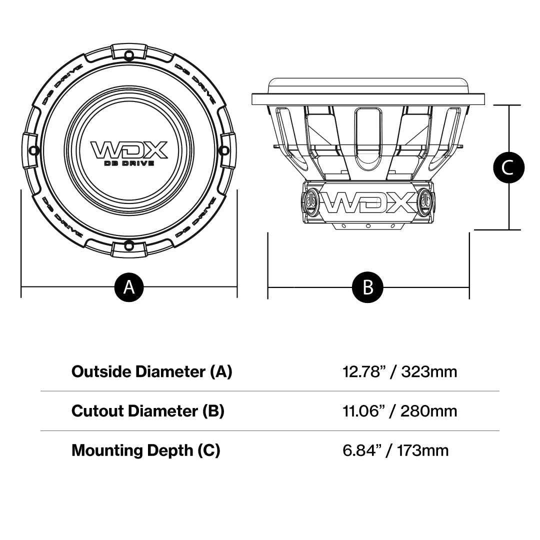 WDX12G1.4 : 12" Dual 4-Ohm Subwoofer – DB Drive